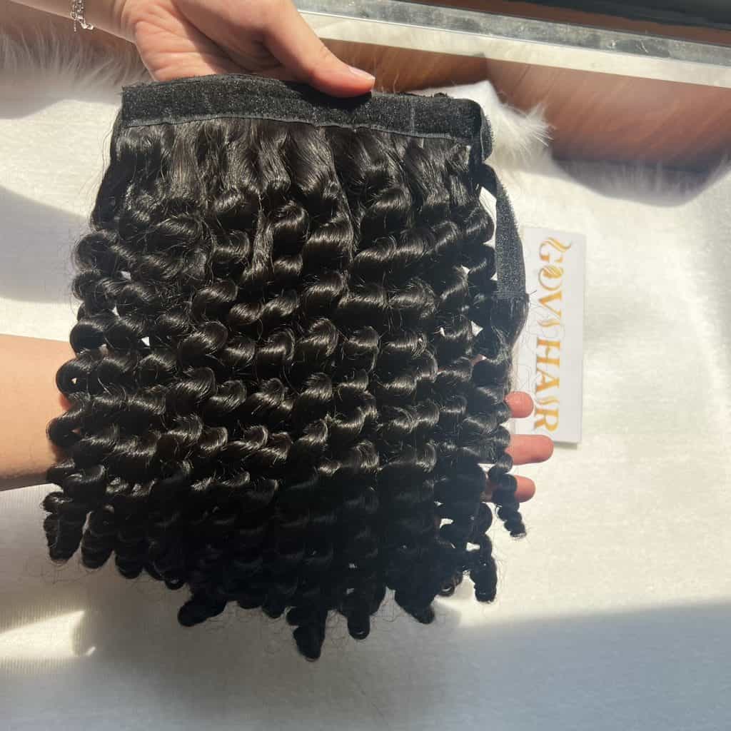 20 Inch Curly Natural Color Ponytail Hair Extensions