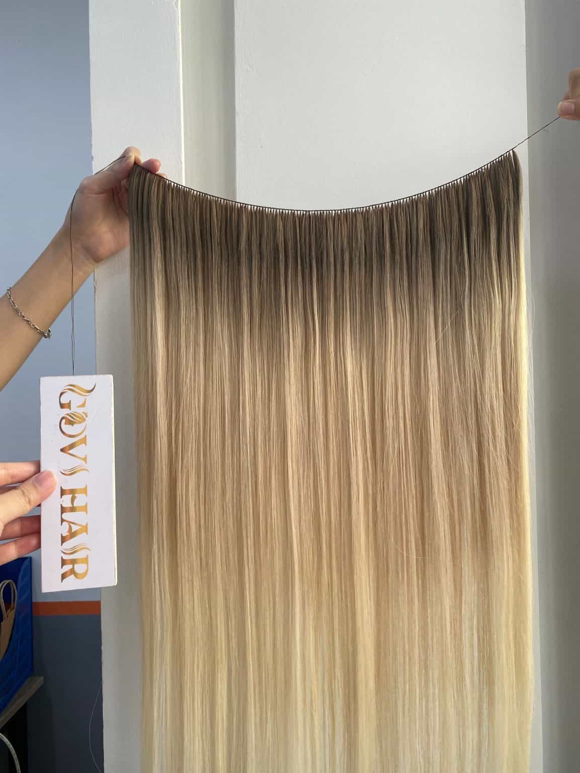 20 Inch Straight #4/18 Ombre Blonde Feather Weft Hair Extensions