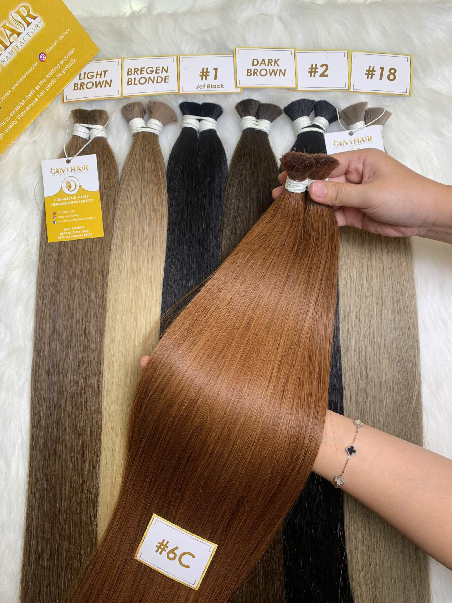 Straight Bulk Human Hair for Braiding 6c Color | Govihair