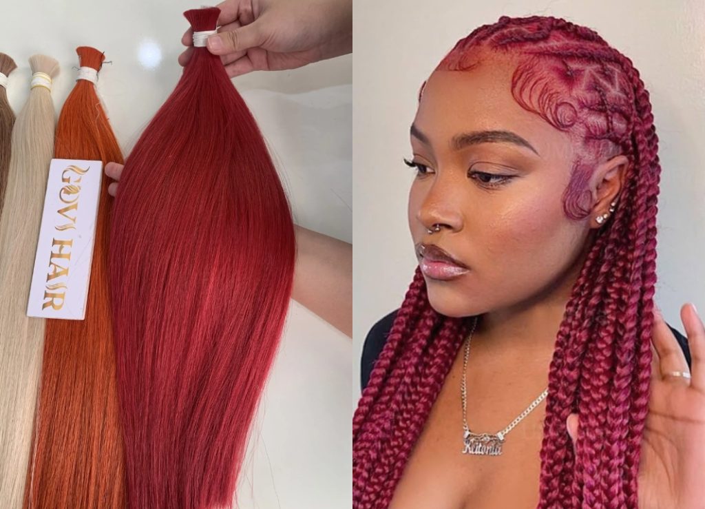18 Inch Straight Bulk Human Hair for Braiding Dark Red | Govihair